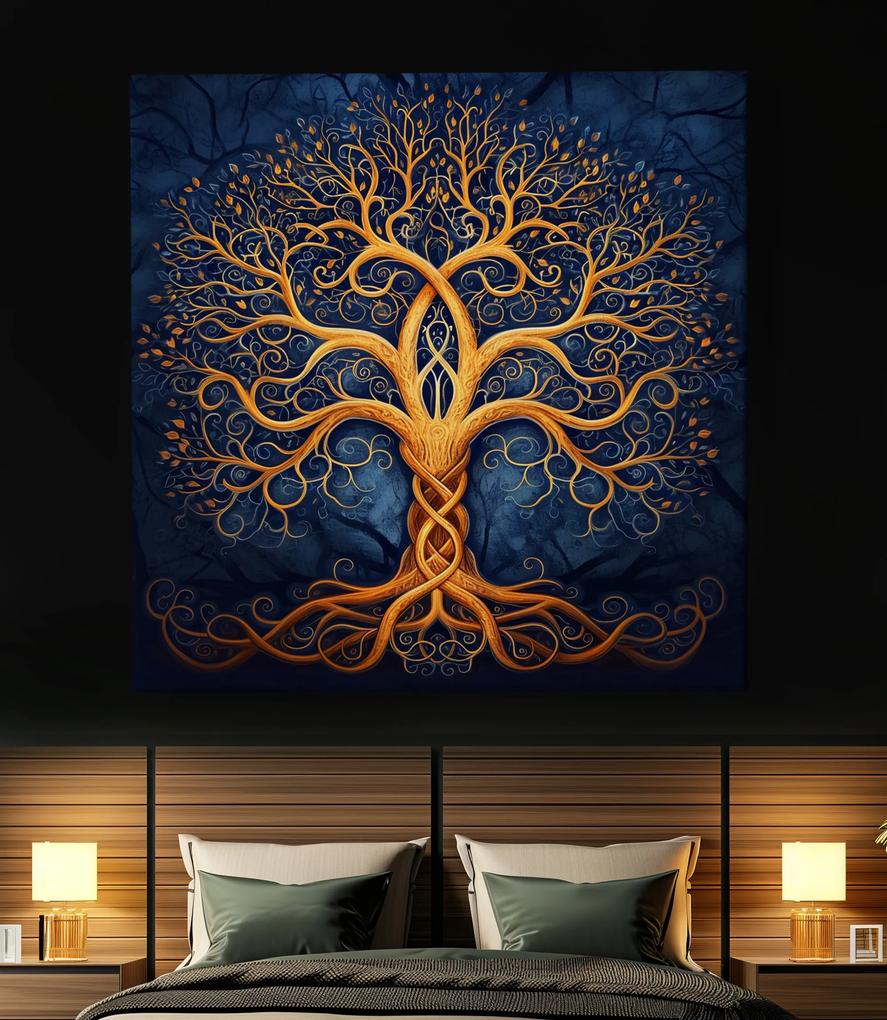 Obraz na plátně - Strom života Zlatá moudrost FeelHappy.cz Velikost obrazu: 140 x 140 cm