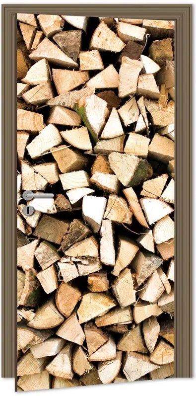 Dimex D-024 Samolepicí fototapeta na dveře TIMBER LOGS, velikost 95x210cm