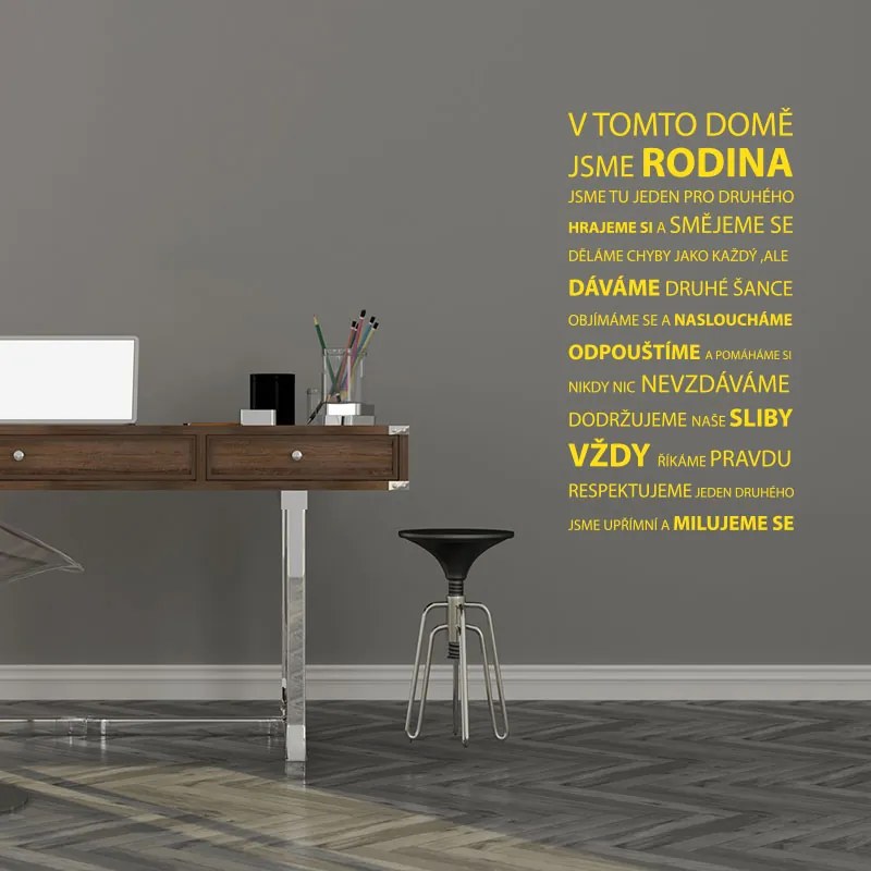 GLIX Rodinná pravidla - samolepka na zeď Oranžová 50 x 100 cm