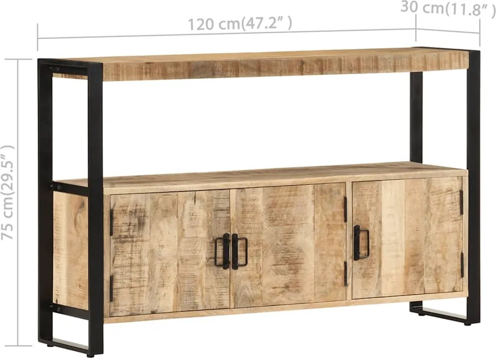 Odkládací skříňka 120 x 30 x 75 cm masivní mangovníkové dřevo 247923