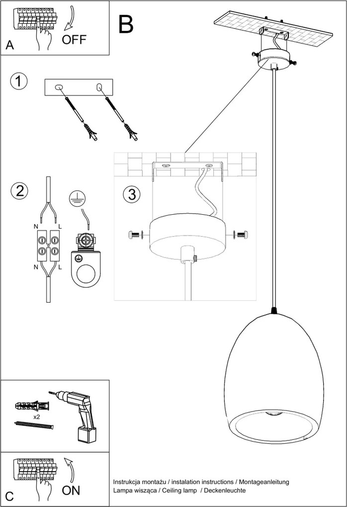 Sollux Lighting Keramická závěsná lampa FLAWIUSZ