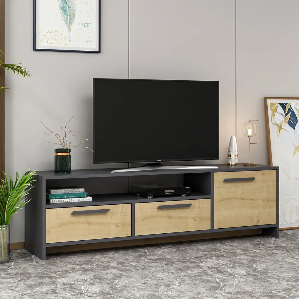 TV stolek Tyson 160 cm dub/antracit | BIANO