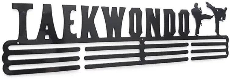 Walenty-dovolená výrobce od 16.4.-26.4.24 Kovový nástěnný věšák Taekwondo, 3 rozměry, různé barvy Barva: černá, Rozměr: Délka 50cm