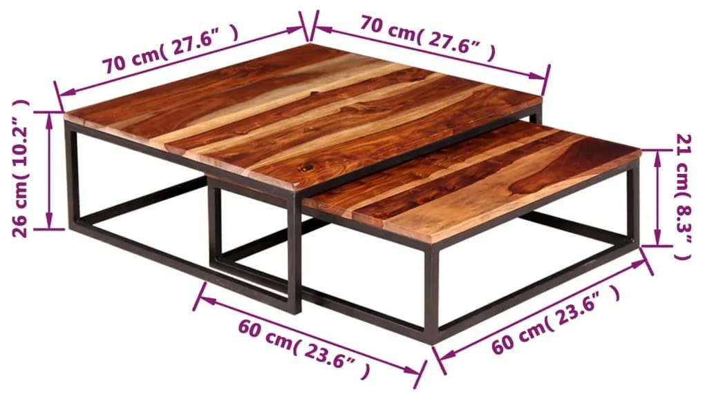 vidaXL Marketos Dva hnízdové konferenční stolky, masivní akácie