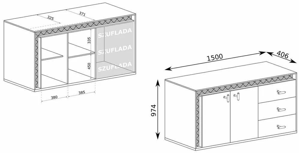 Casarredo Komoda 2D3S SOLANA S-4 ořech