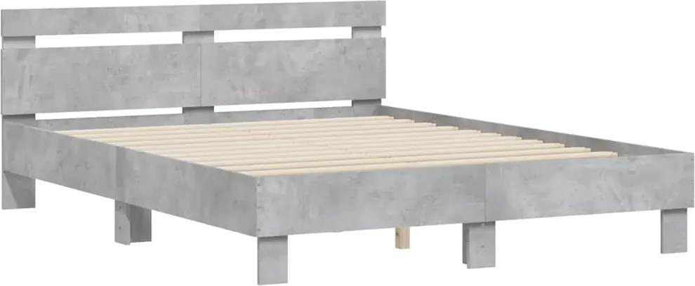 Rám postele s čelem betonově šedý 140 x 190 cm kompozitní dřevo 3207437