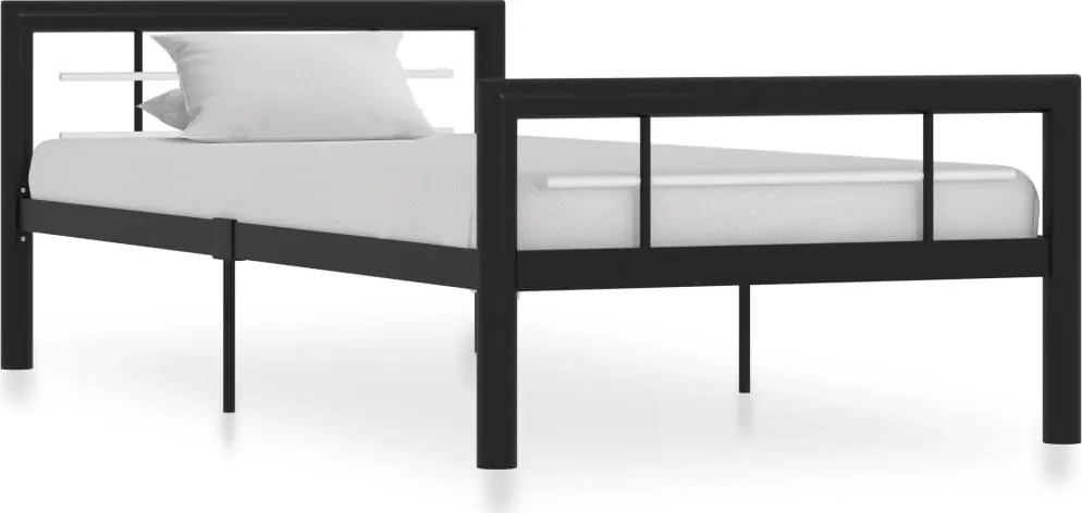 vidaXL Rám postele černý a bílý kov 90 x 200 cm [284556] Barva: Bílá a černá