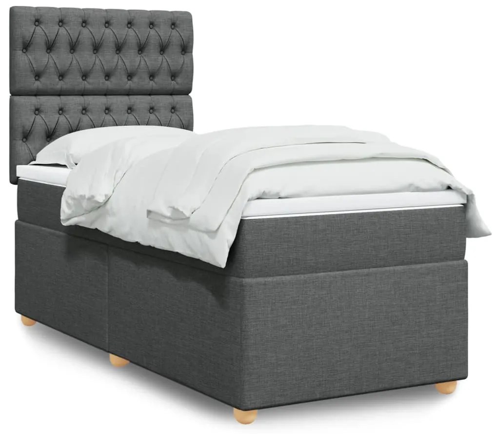 Box spring postel s matrací tmavě šedá 90x200 cm textil 3293471