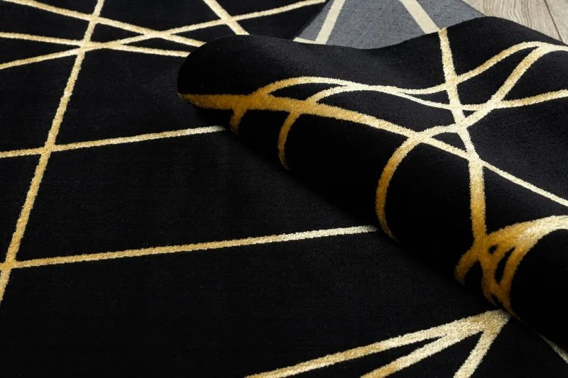 Dywany Łuszczów, Kusový koberec Gloss 406C 86 geometric black/gold, 140x190, černá, chodba / předsíň