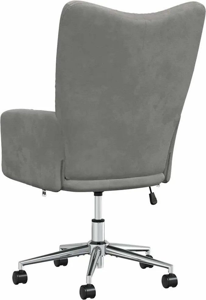 Relaxační křeslo světle šedé samet 328161