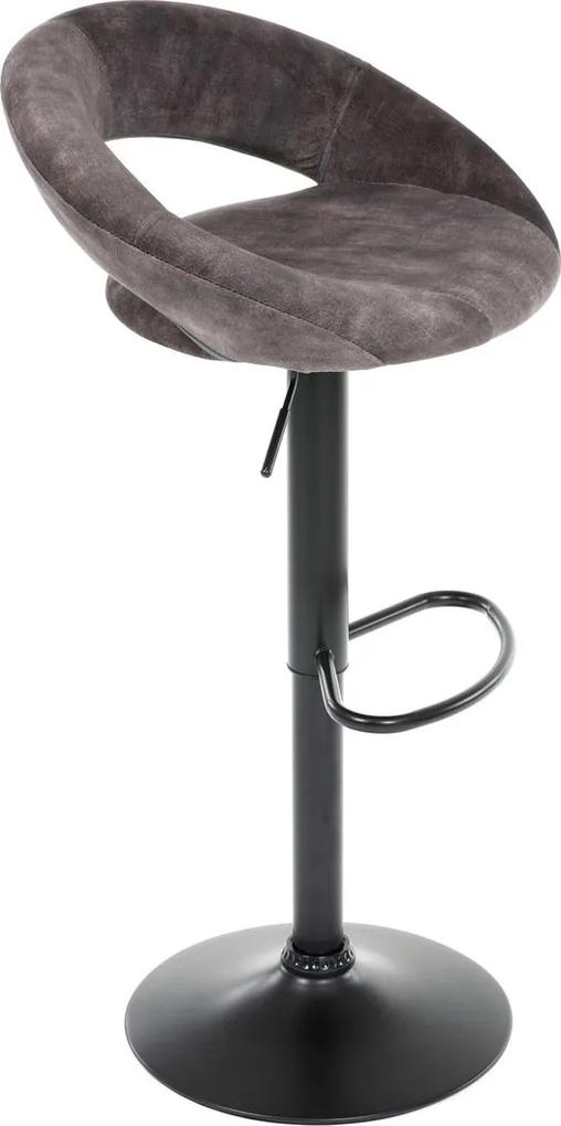 Autronic Židle barová, hnědá sametová látka, černá podnož AUB-822 BR4
