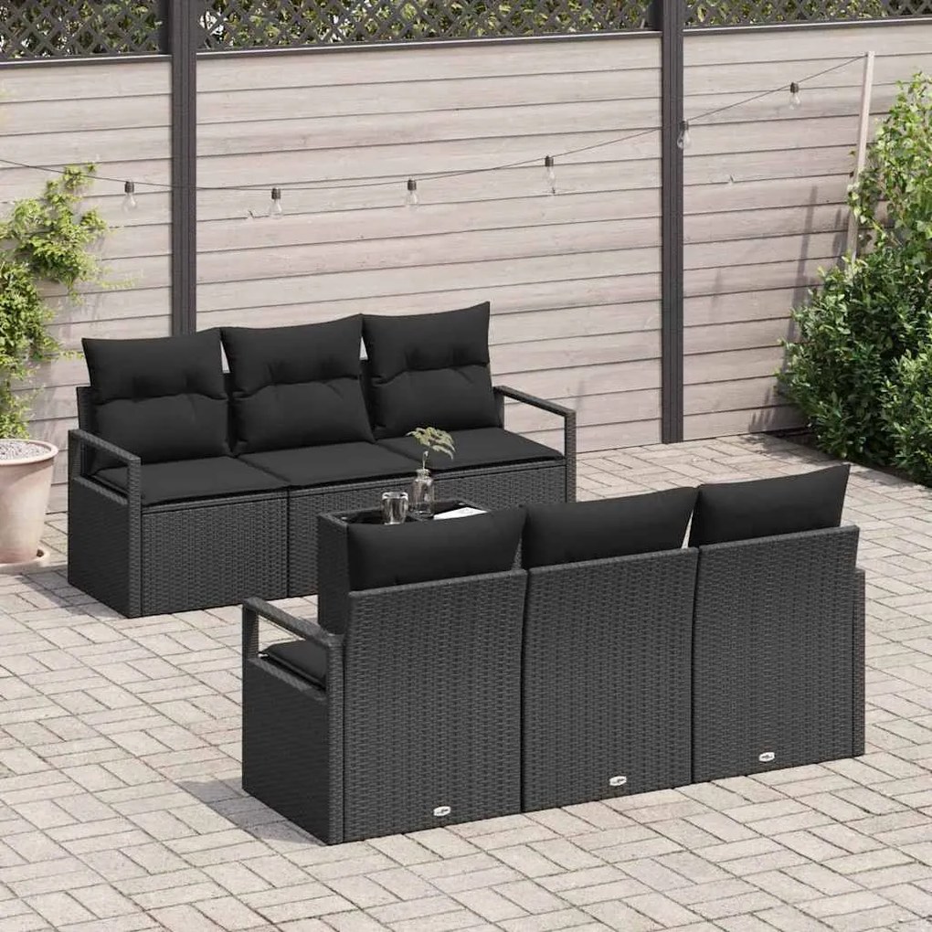 Set pohovek 7 ks 6-Počet míst Černá polyratan 3346273