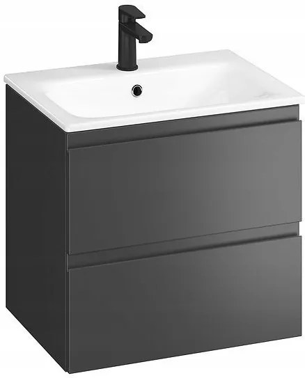 Cersanit Moduo SET, závěsná skříňka 60x45x57 cm + umyvadlo 60cm, antracitová matná, S801-472-DSM