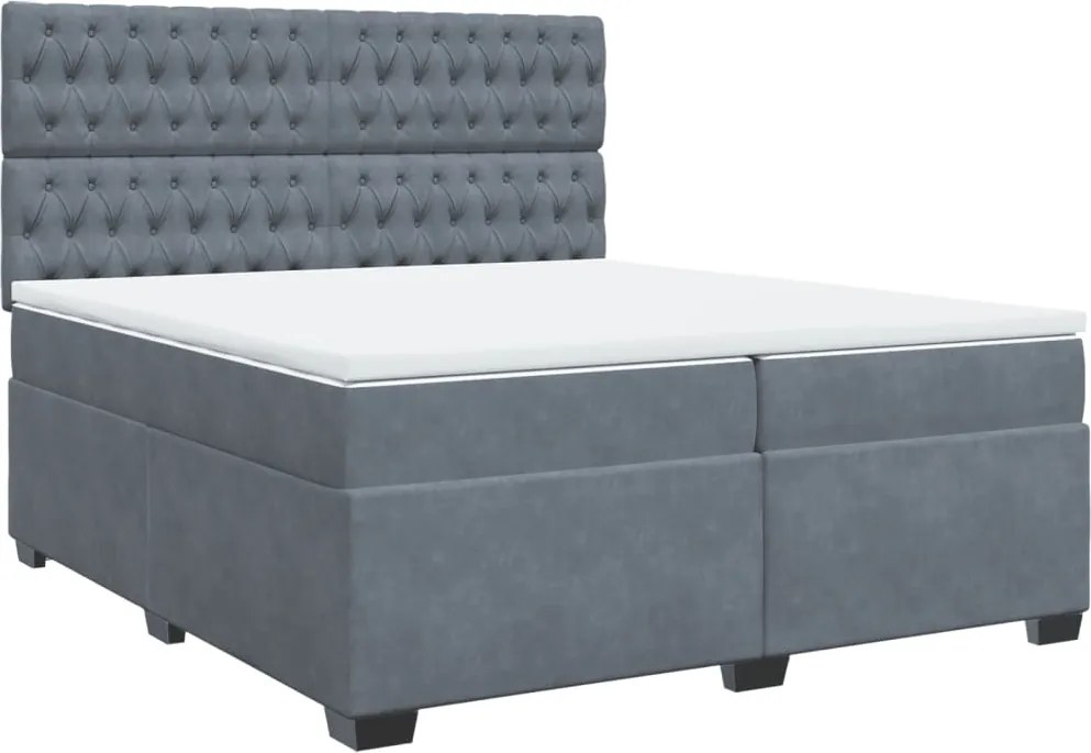 Box spring postel s matrací tmavě šedá 200x200 cm samet 3293309