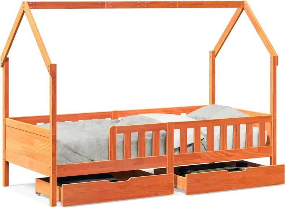 Dětská postel se zásuvkami 90 x 200 cm masivní borové dřevo 3302034