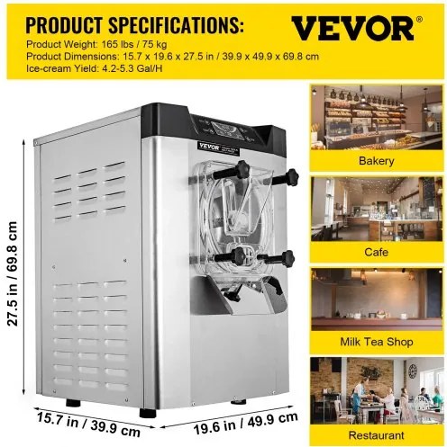 Komerční stroj na výrobu zmrzliny z nerezové oceli 15,9–20 l/h