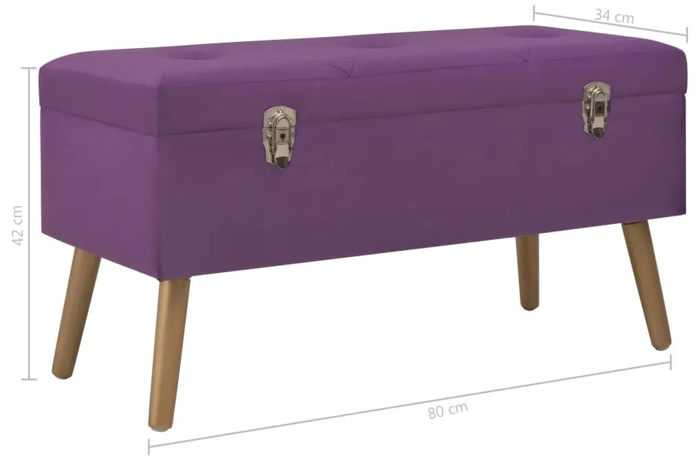 Lavice s úložným prostorem 80 cm fialová samet - Default Title