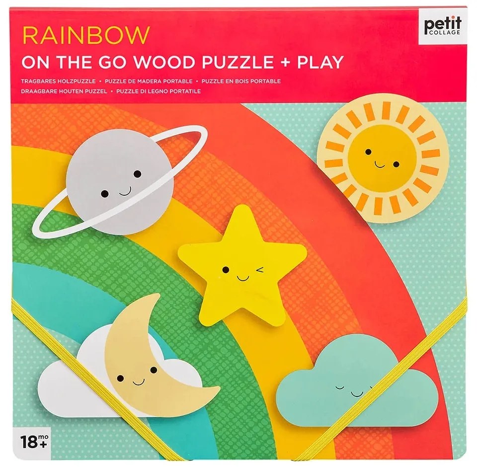 Petit Collage Robustní dřevěné puzzle Rainbow