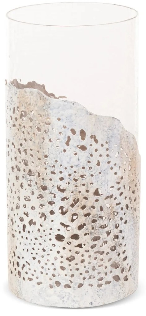SKLENĚNÝ DEKORAČNÍ SVÍTNÍK DIMON (01) (FI) 13X27 CM VÍCEBAREVNÁ