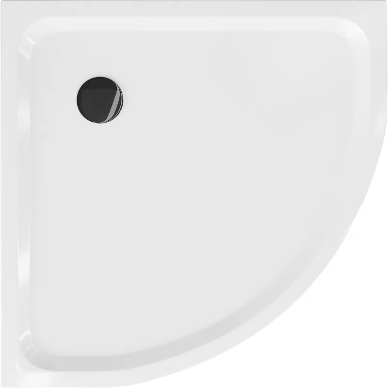 Mexen Flat polokulatá vanička do sprchového koutu slim 80 x 80 cm, Bílá, sifon Černá - 41108080B