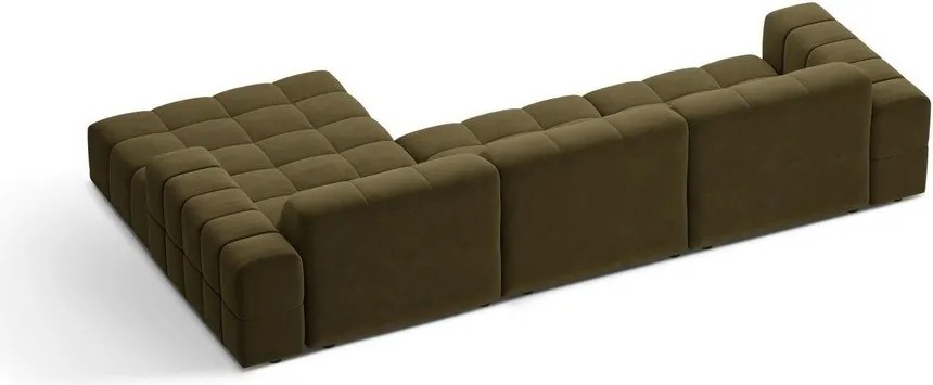 Khaki sametová rohová pohovka (pravý roh/s lenoškou) Chicago – Cosmopolitan Design