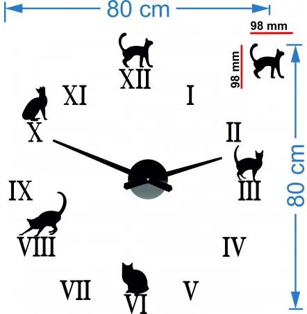 Nalepovací hodiny na kočka | SENTOP 12P020 2D