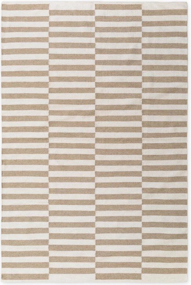 Bílý/světle hnědý oboustranný/ručně tkaný vlněný koberec 200x300 cm Vika – Hanse Home