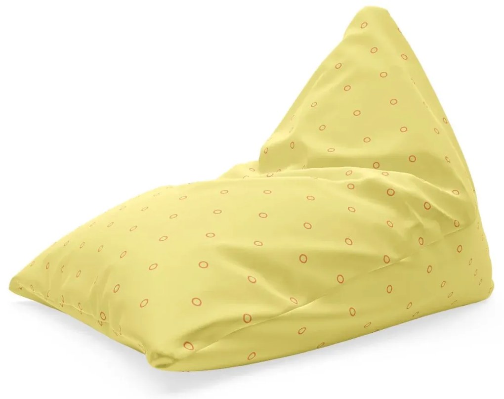 Sablio Sedací vak Triangl Červené kroužky na žluté: 120 x 100 x 100 cm
