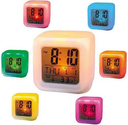 Verk Group Budík lcd teploměr chameleon svítící