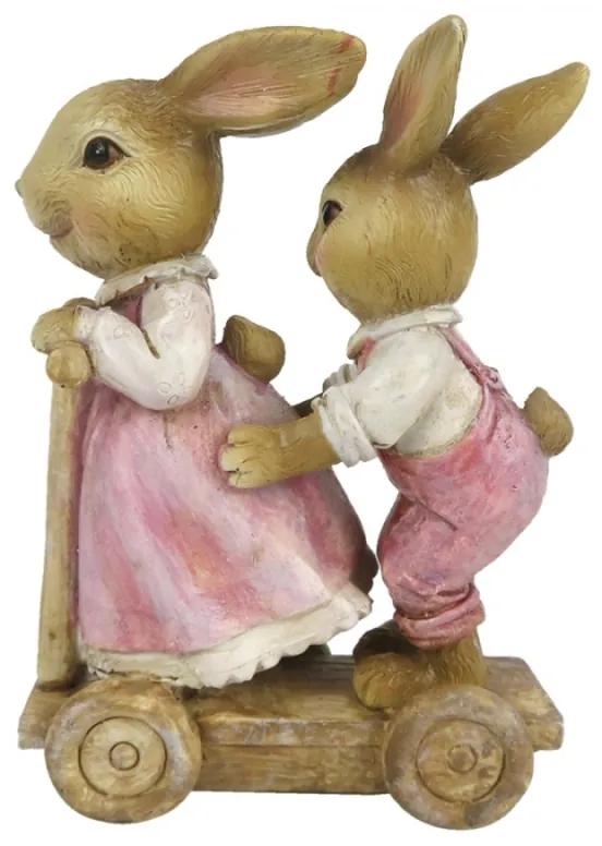 Velikonoční dekorace králíků na koloběžce – 8x4x11 cm