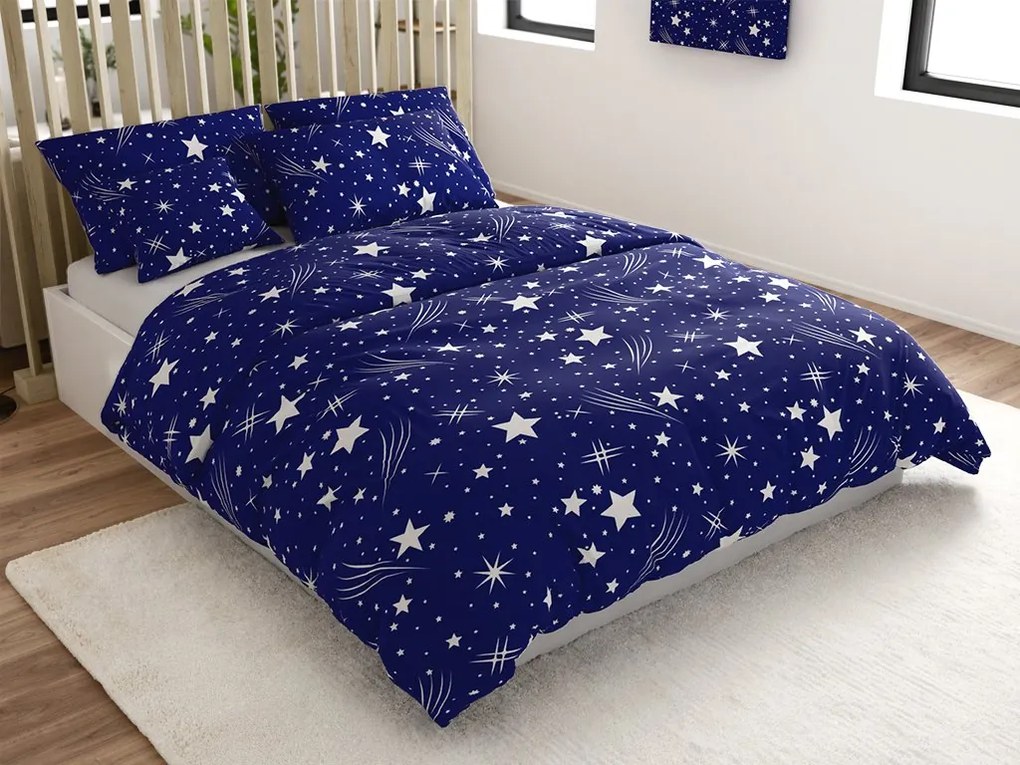 Polybavlněné povlečení NOČNÍ OBLOHA POLY modré Rozměr povlečení: 70 x 90 cm | 140 x 220 cm