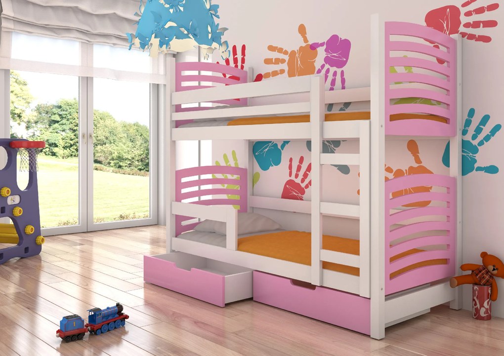 ADRK Furniture Patrová postel pro dvě osoby s matracemi OSUNA CH-Osu-W+P-D063