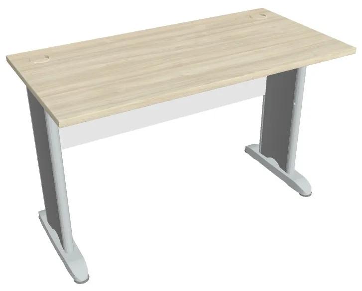 Stůl pracovní rovný 120 cm hl. 60 cm - Hobis Cross CE 1200 Dekor stolové desky: akát, Dekor lamino podnože: bílá, Barva nohou: Stříbrná