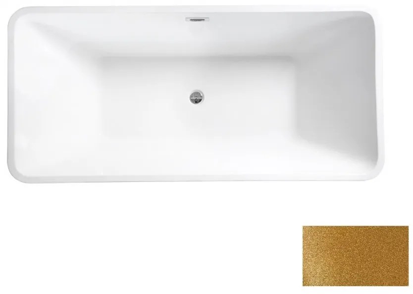 BESCO Volně stojící vana EVITA Glam - zlatá Barva - GLAM 01 - zlatá, Barva sifonu - Bílá, Rozměr vany - 160 × 80 cm VANEVITA160WG1