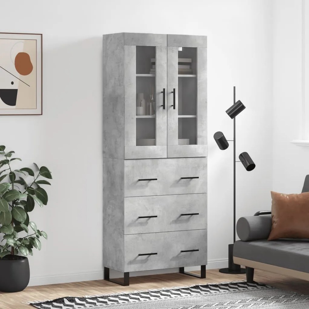 Skříň highboard betonově šedá 69,5x34x180 cm kompozitní dřevo - Default Title