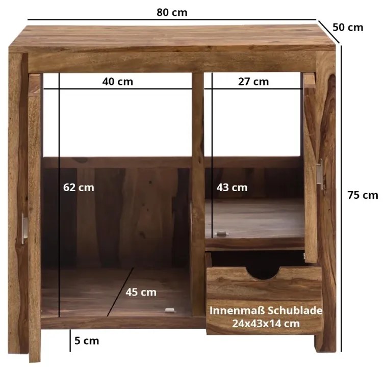 furniture-nabytek.cz - Masivní umyvadlová skříňka Lagano z palisandrového dřeva, lakovaná, hnědá