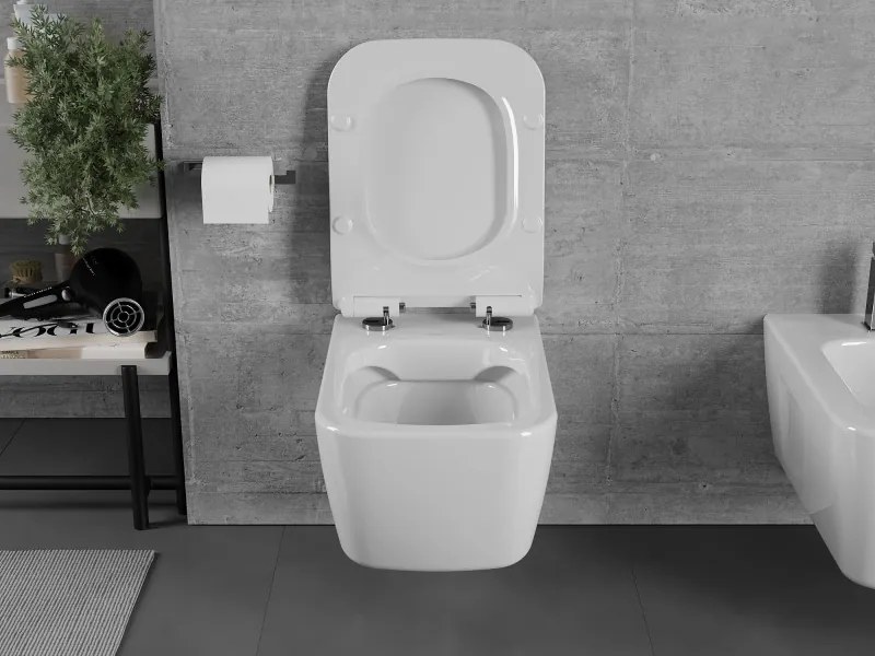 Mexen Margo WC mísa Rimless s pomalu uzavíratelným tenkým sedátkem, duroplast, bílý lesk - 30420800
