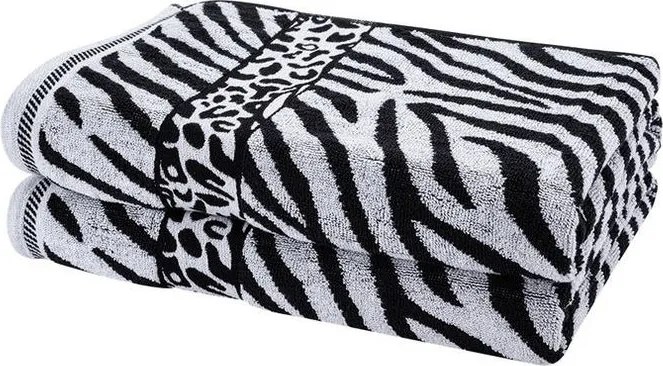Sada 2 ks žakárových osušek ZEBRA šedá 70 x 140 cm
