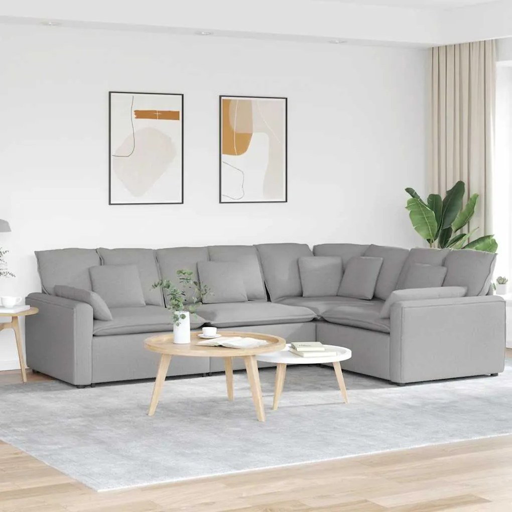 Modulární pohovka s polštáři textil obláčkově šedá 3321156