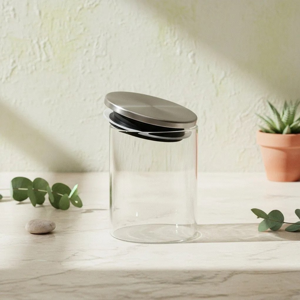 Skleněná kuchyňská dóza MODERN KITCHEN čirá