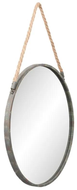 Kulaté zrcadlo v rámu s provazem – 56x3 cm