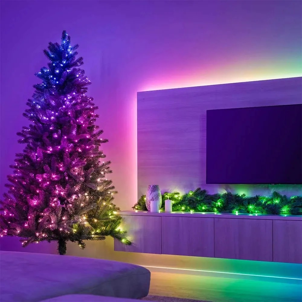 Barevná světýlka venkovní Twinkly strings 25 m Dual Pro, 2× 125 LED RGB, čirý kabel, IP44, 2× 12,5 m