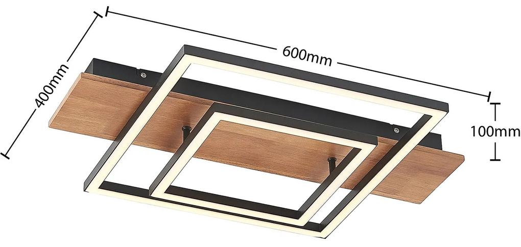 Lucande Chariska LED stropní lampa dřevo černá 60cm