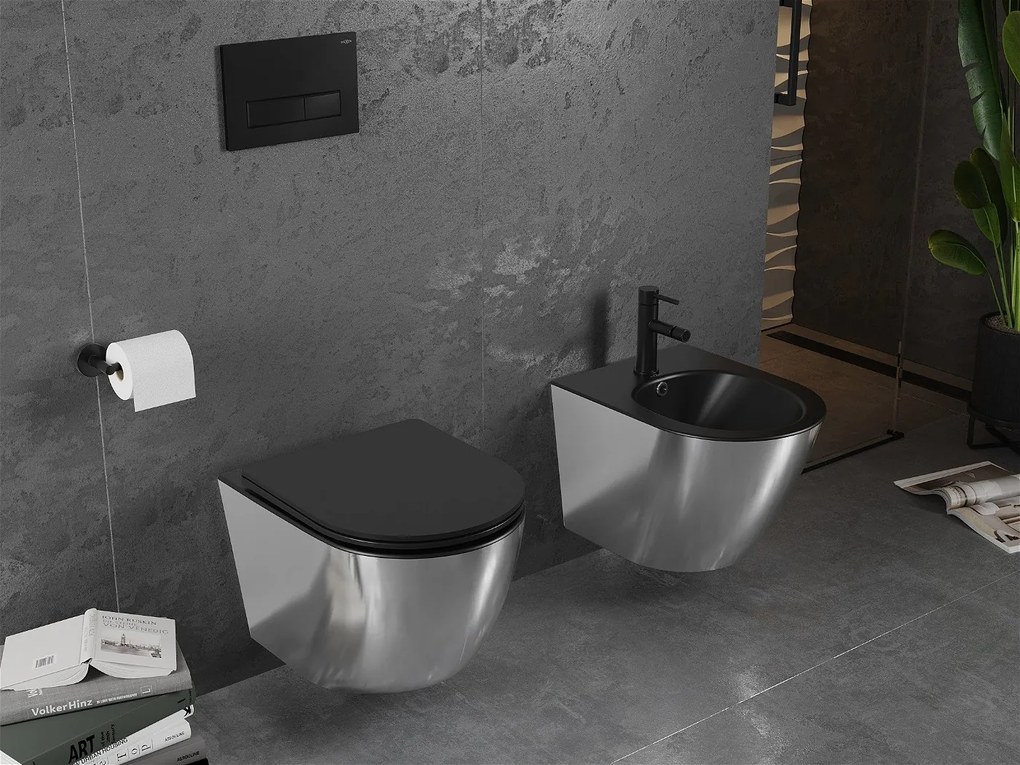 Mexen Lena, závěsný bidet 480x370x325 mm, černá matná - stříbrná, 35224874