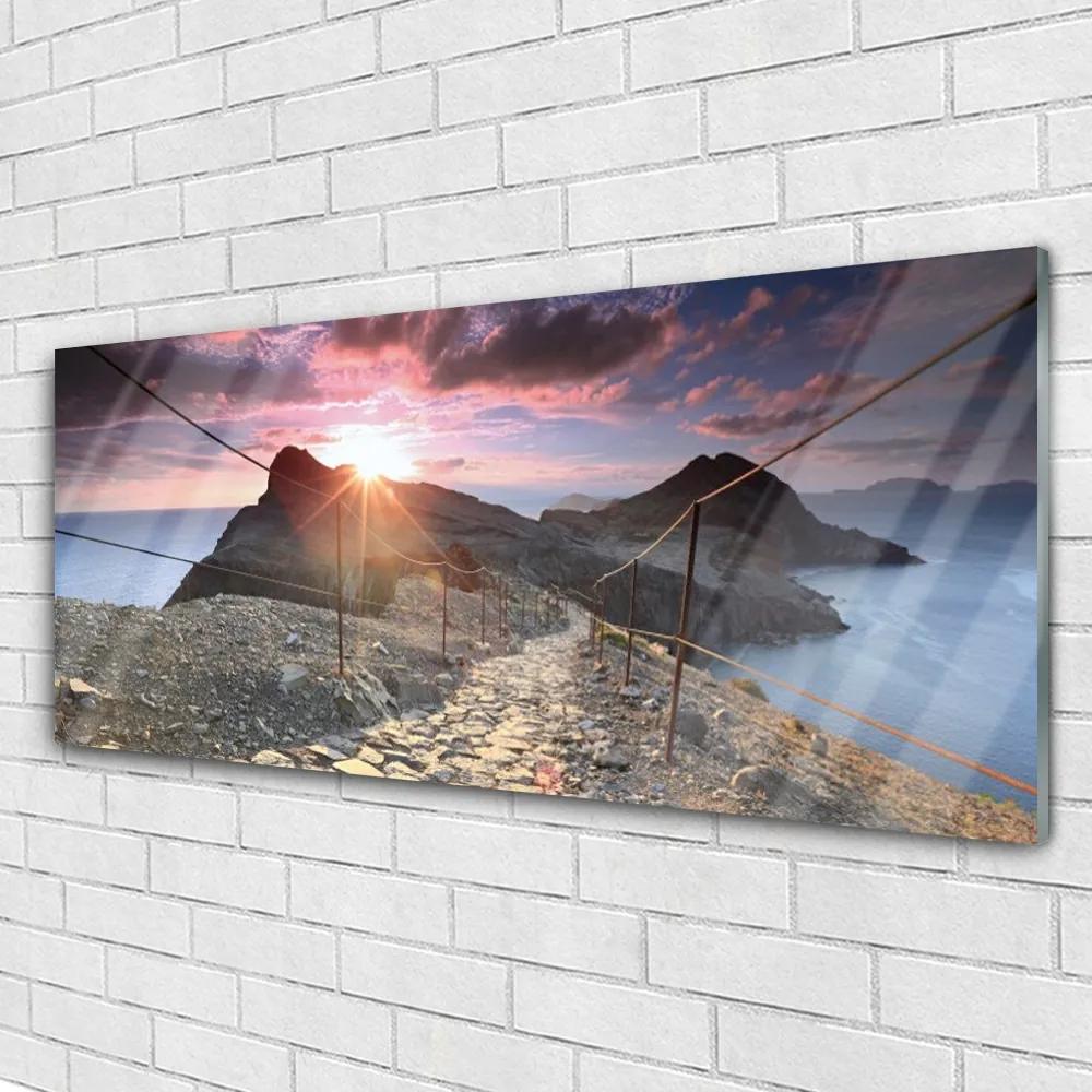 Plexisklo-obraz Hory Stezka Útes Západ 125x50 cm