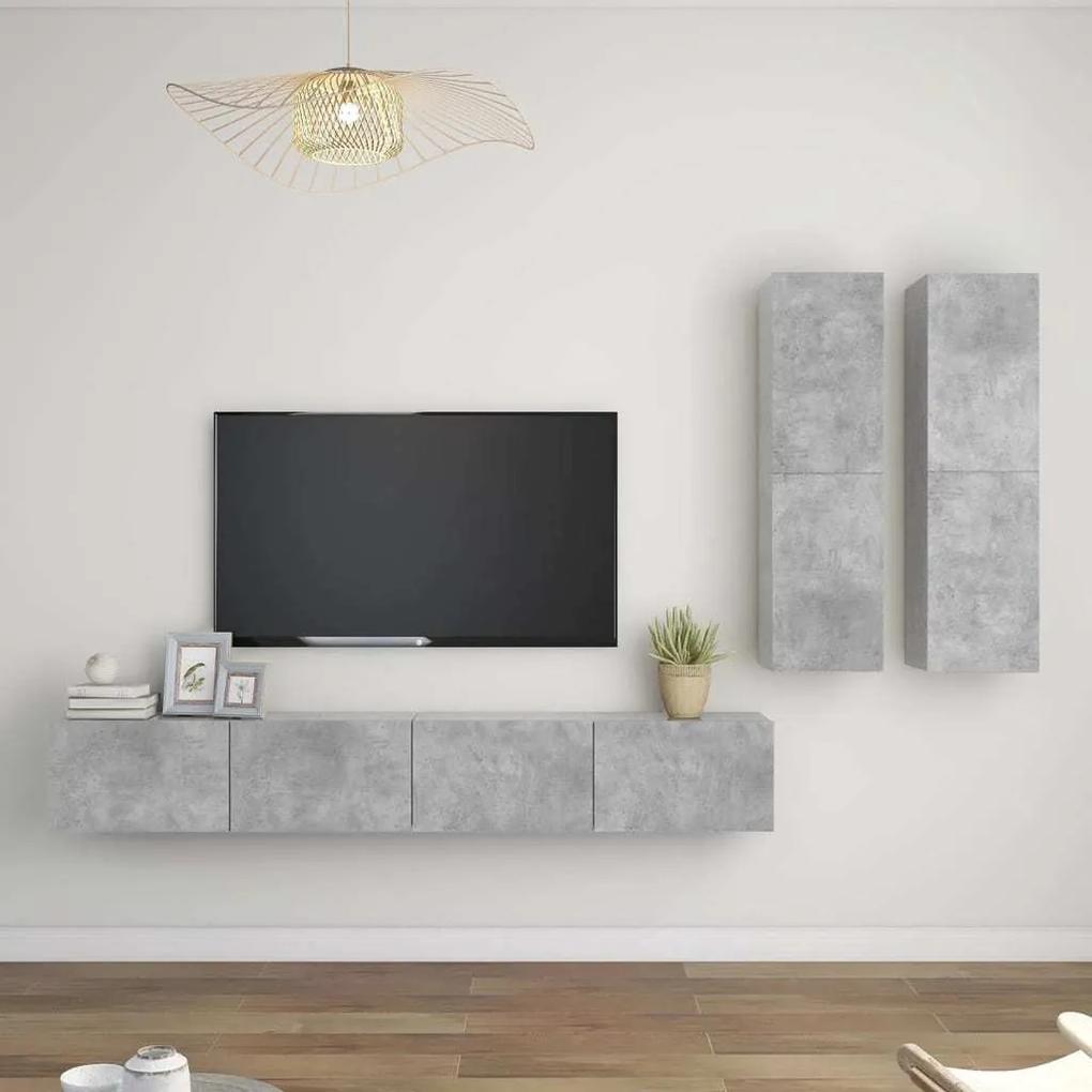 vidaXL 4dílný set TV skříněk kompozitní dřevo [3114207] Barva: Bílá