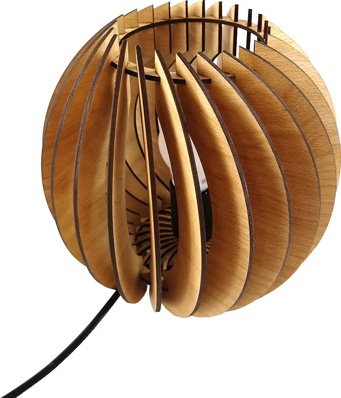 AMADEA Dřevěná stolní lampička kulatá, masivní dřevo, rozměr 22 cm, český výrobek