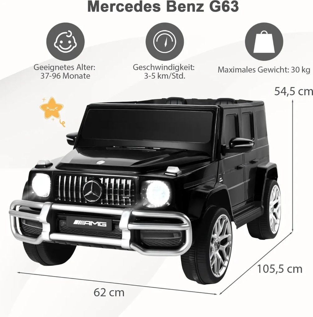 Costway Černé elektrické autíčko Mercedes Benz s hudbou a světlomety pro děti
