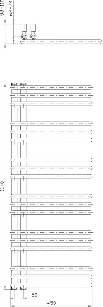 Aqualine , POSEIDON topné těleso 450x1140mm, bílá, PS411