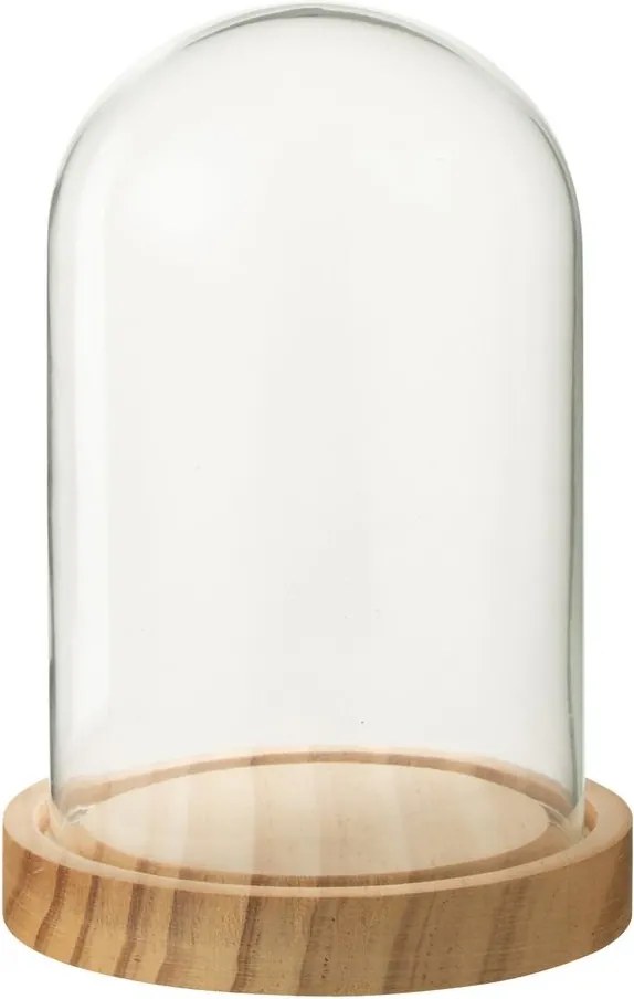 Přírodní dřevěný podnos se skleněným poklopem Bell Jar S - Ø 11*16 cm